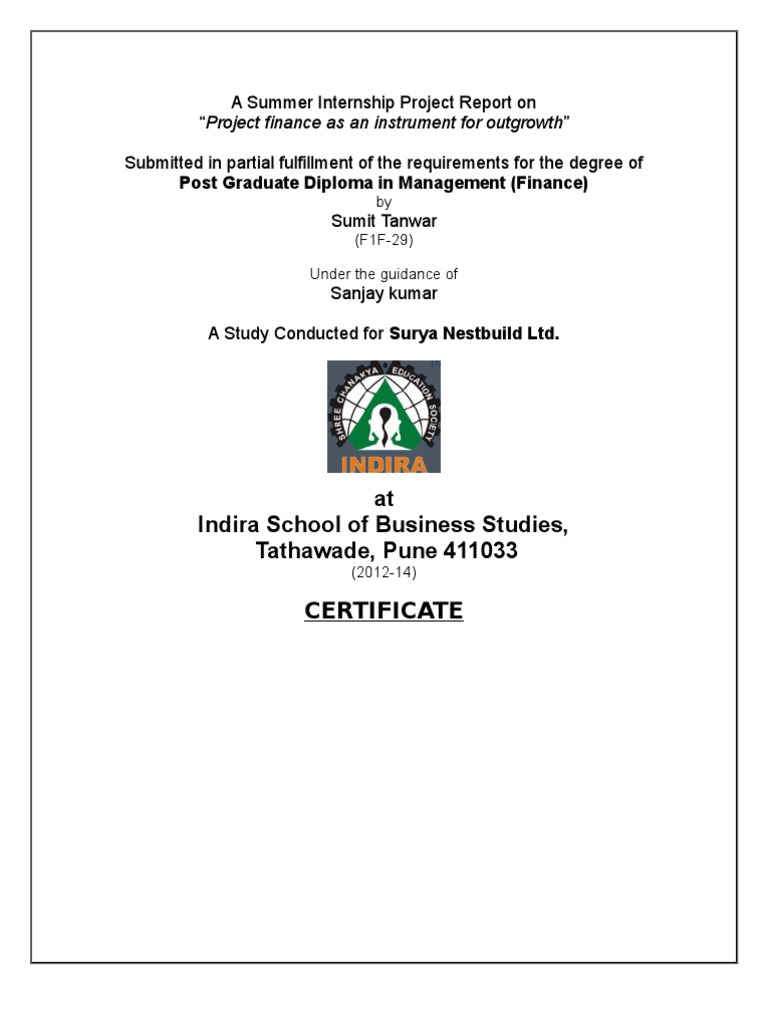 Final Internship Report | Download Free PDF | Project Finance ...