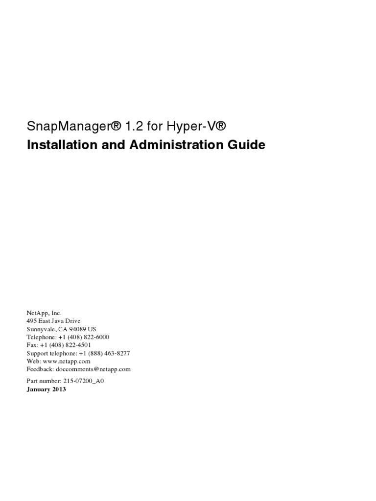SnapManager 12 For HyperV Installation and Admin Guide | PDF | Hyper V ...
