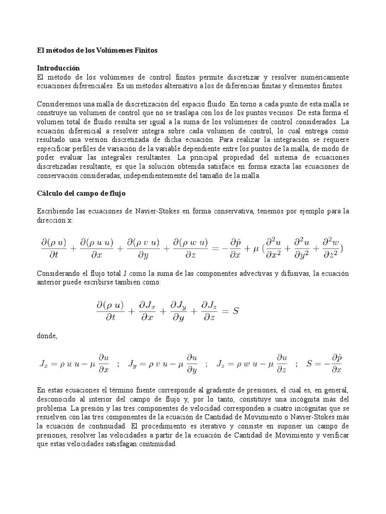 Método de Volúmenes Finitos | PDF | Ecuaciones | Enseñanza de matemática