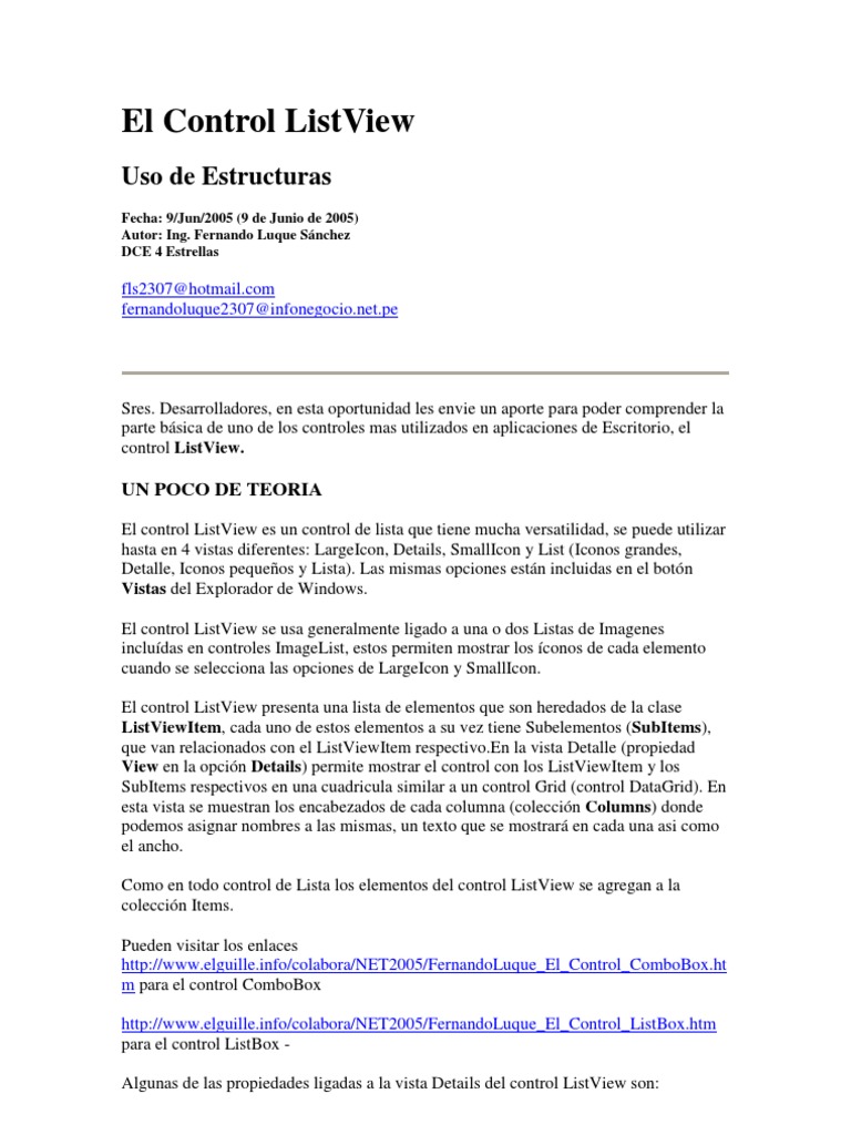 El Control ListView | PDF | Servidor SQL de Microsoft | Básico