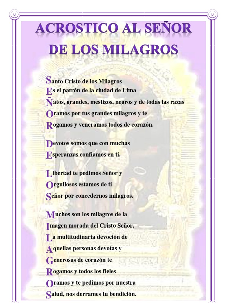 Acróstico del Señor de los Milagros | PDF