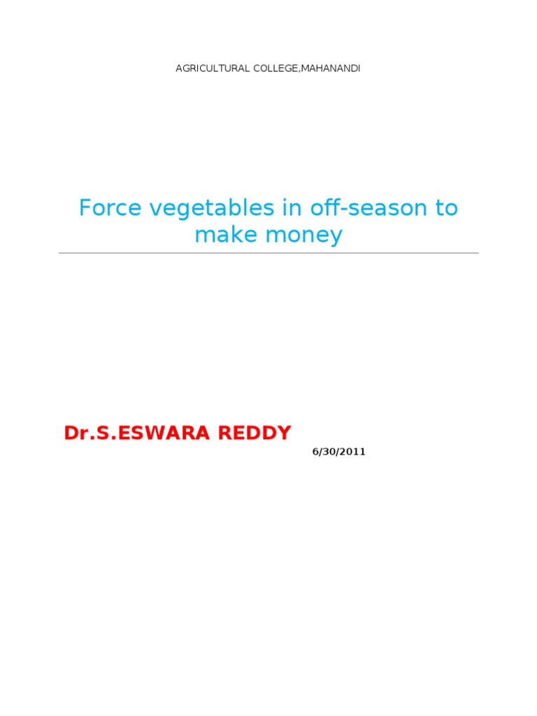 Off-Season Vegetable Forcing Techniques | PDF | Plant Nursery | Vegetables