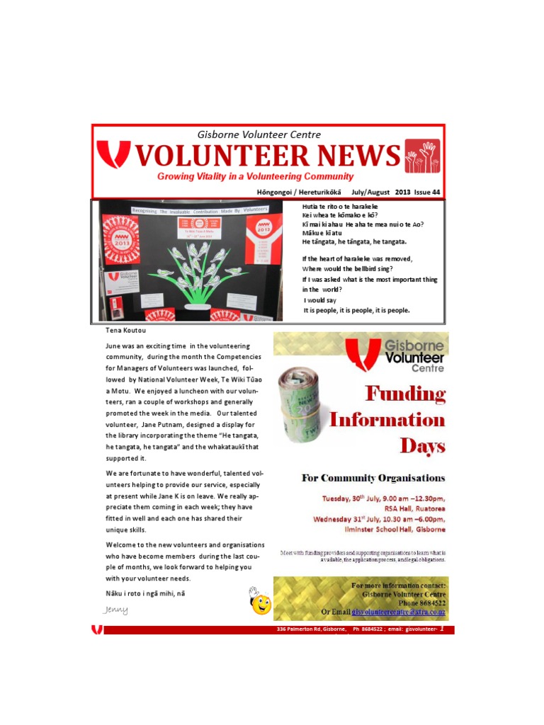 NEWSLETTER July - August 2013 | PDF | Volunteering | Business