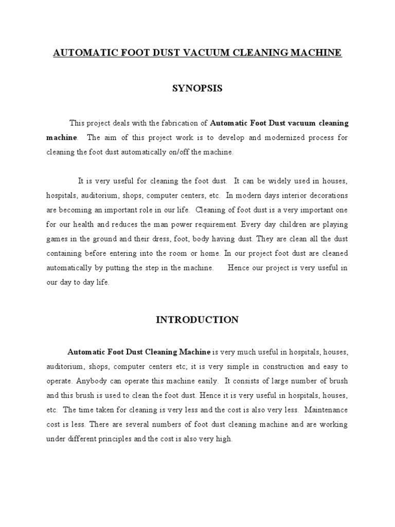 Automatic Foot Dust Cleaning Machine | PDF | Machines | Vacuum Cleaner