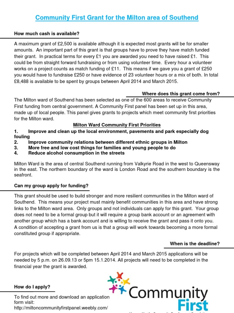 Community First Grant Flyer Back | PDF | Grant (Money) | Environment
