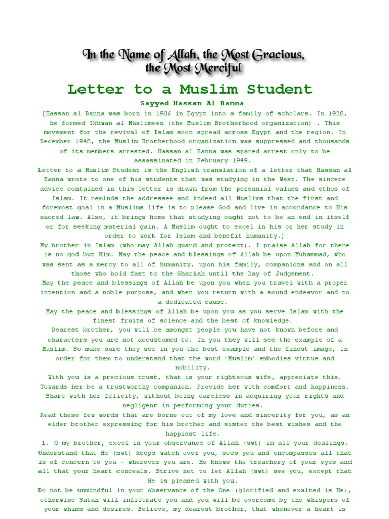 Guidance for Muslim Students Abroad | PDF | God In Islam | Muslim ...