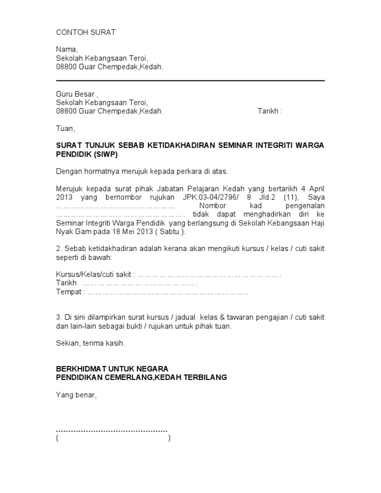 Contoh Surat Tunjuk Sebab LDP | PDF