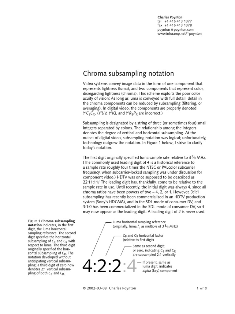 Chroma Sub Sampling Notation | PDF | Vision | Electronic Engineering