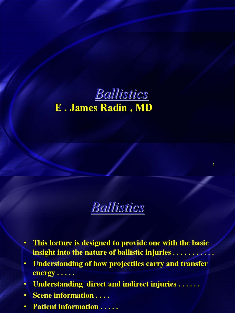 Ballistics Lecture Pdf Projectiles Bullet