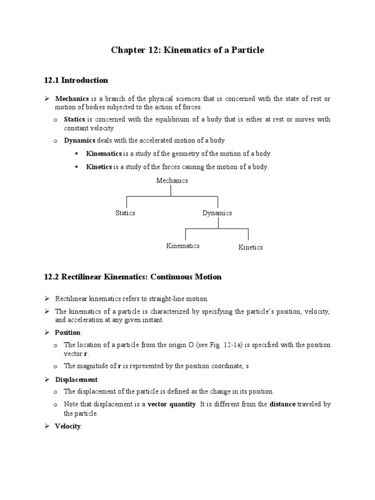 Chapter 12: Kinematics of A Particle | PDF | Kinematics | Acceleration