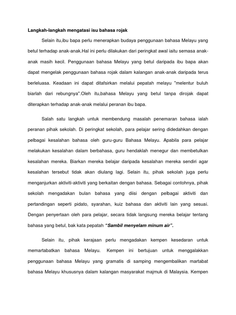 Langkah Menangani Isu Bahasa Rojak | PDF