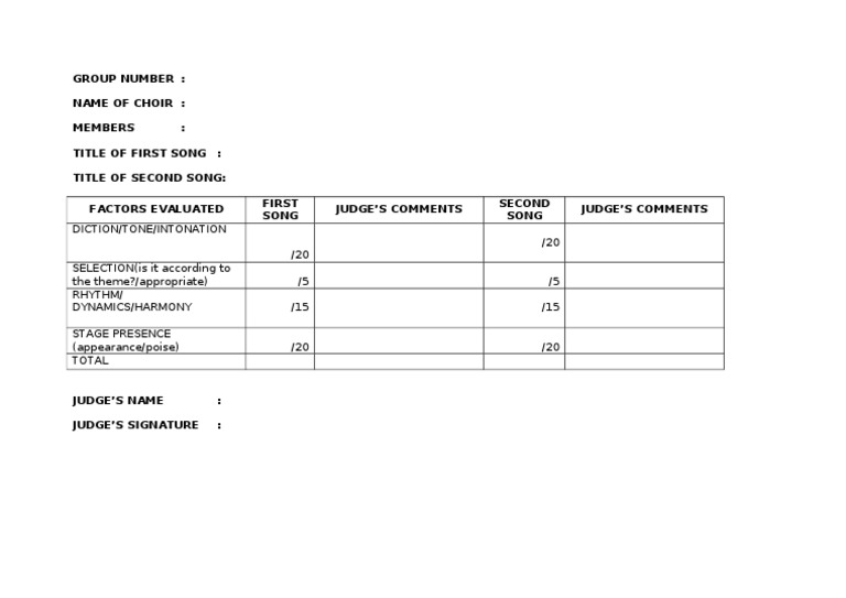 Choir Score Sheet | PDF