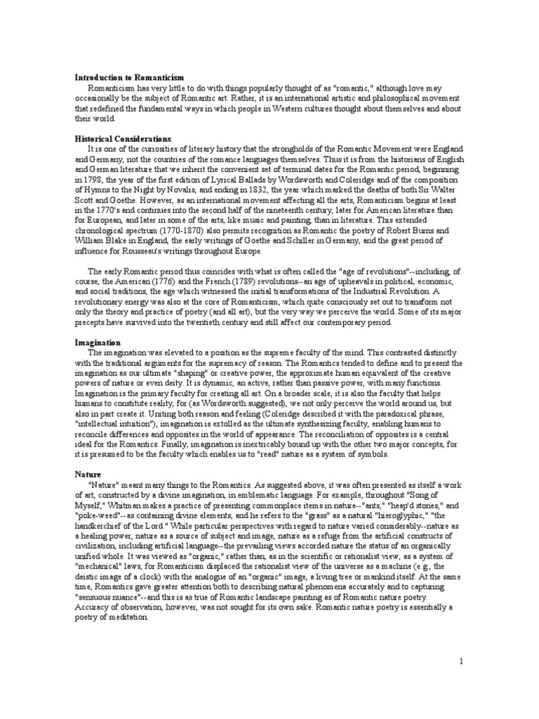 Introduction To Romanticism | PDF | Romanticism | Reason