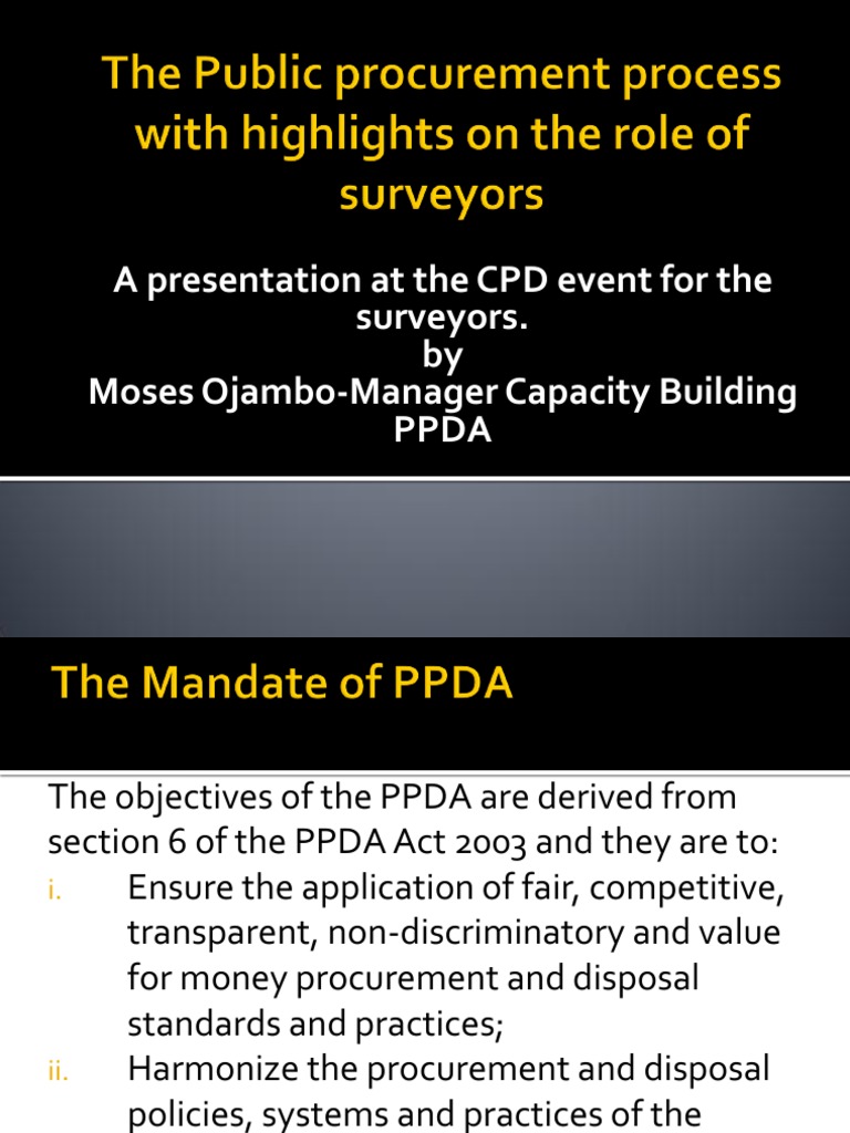 A Presentation at The CPD Event For The Surveyors. by Moses Ojambo ...