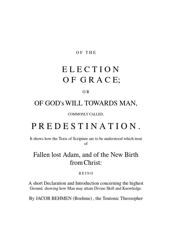 Jacob Boehme-Election of Grace-Electronic Text Edition | PDF ...