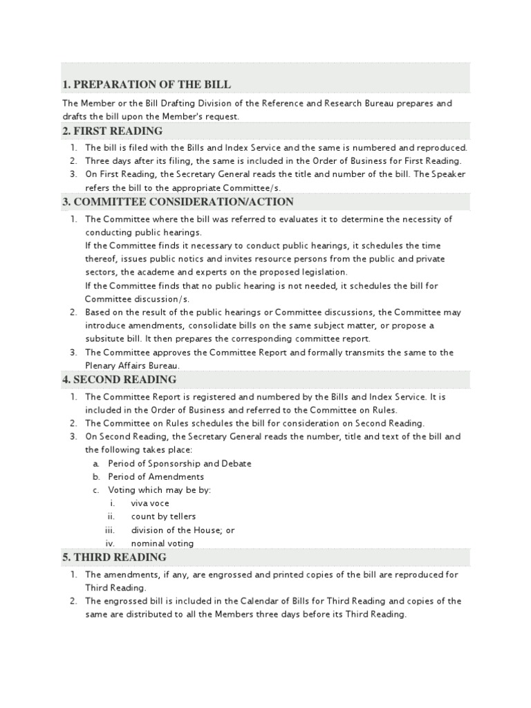 Preparation of The Bill | Download Free PDF | Bill (Law) | Veto
