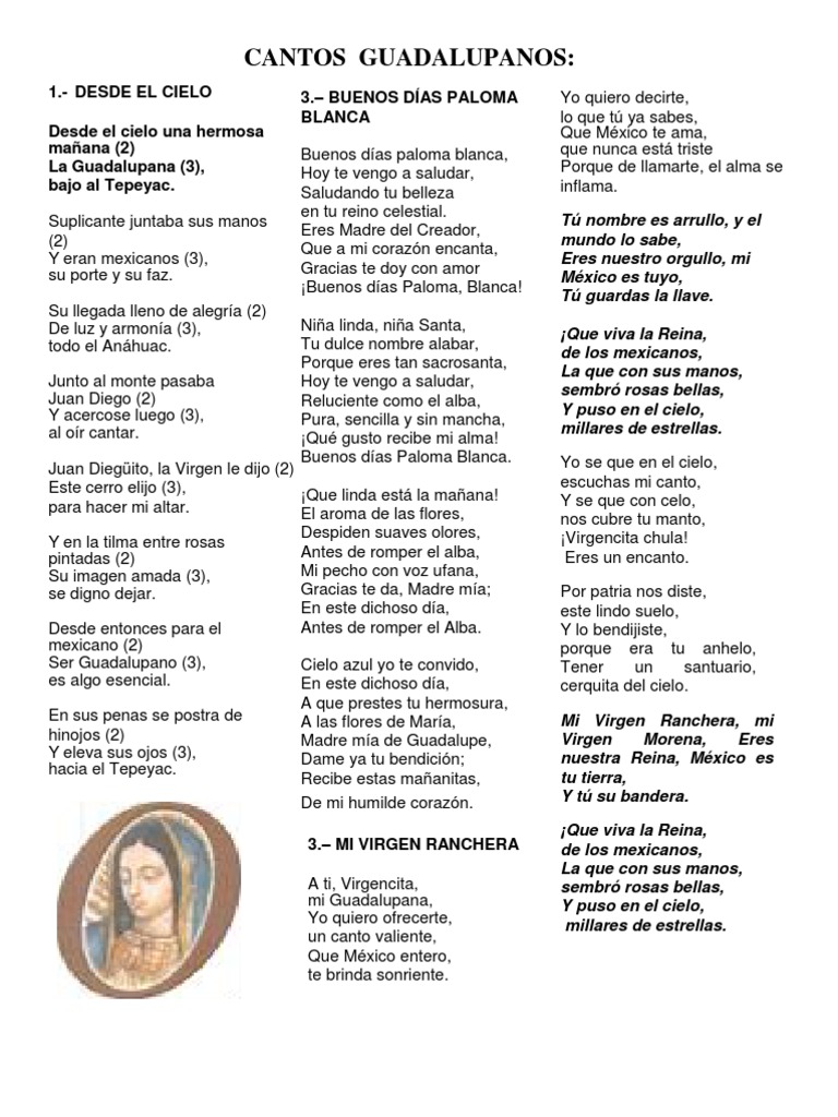 Cantos Guadalupe | PDF | María, madre de Jesús | Amor