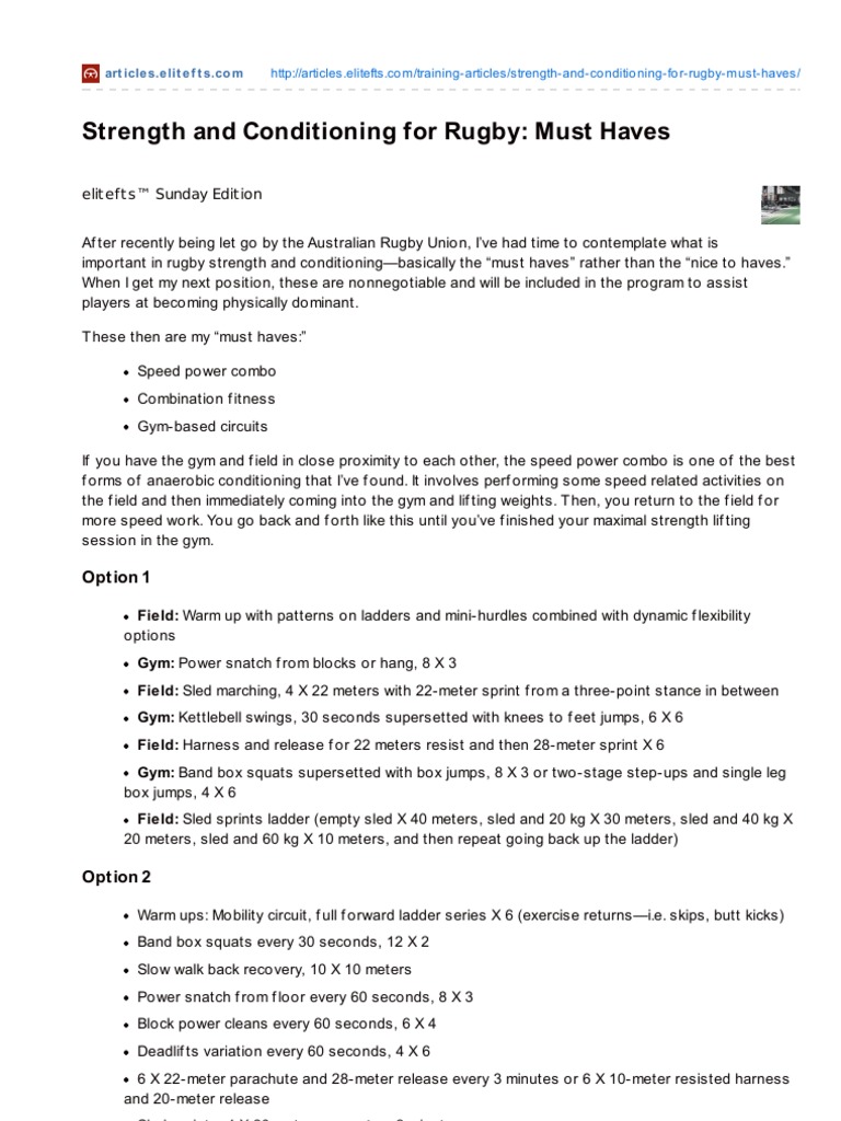 Strength and Conditioning For Rugby Must Haves | PDF | Kettlebell ...