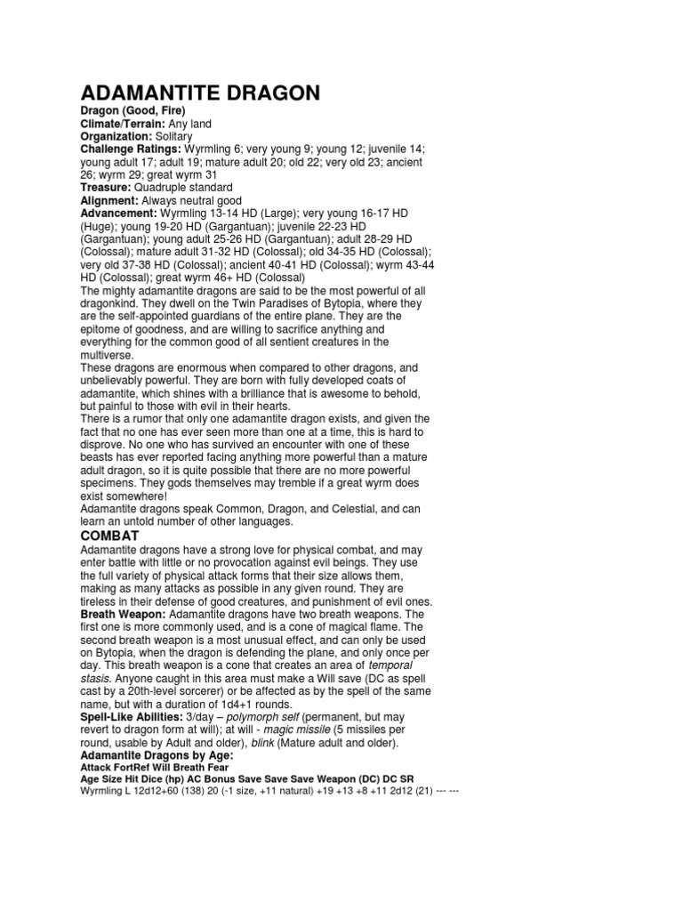 Adamantite Dragon | PDF | Dungeons & Dragons | Fantasy