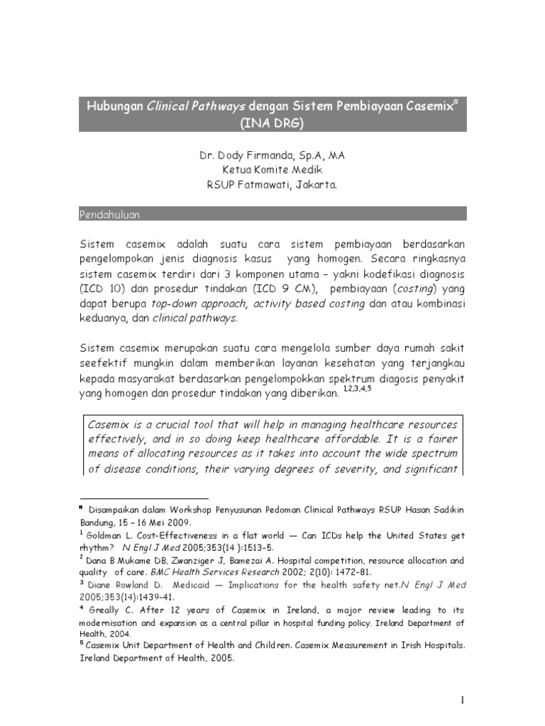 Dody Firmanda 2009 - RSHS BDG Hubungan CP & INA DRG | PDF | Bisnis | Pengembangan Diri