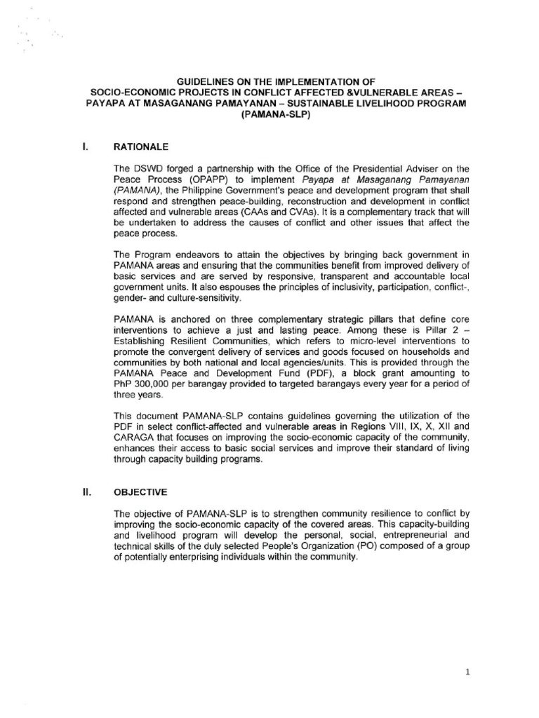Guidelines On The Implementation of PAMANA - Sustainable Livelihood ...