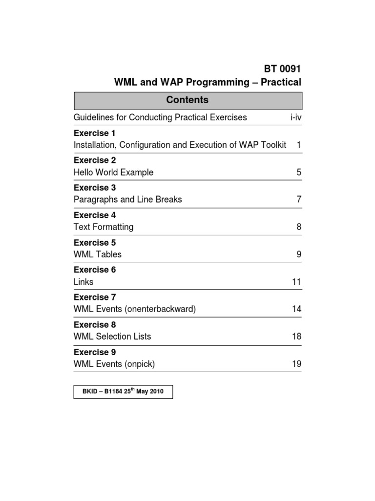 BT0091 - WML and WAP Programming - Practical | PDF | Hypertext Transfer ...