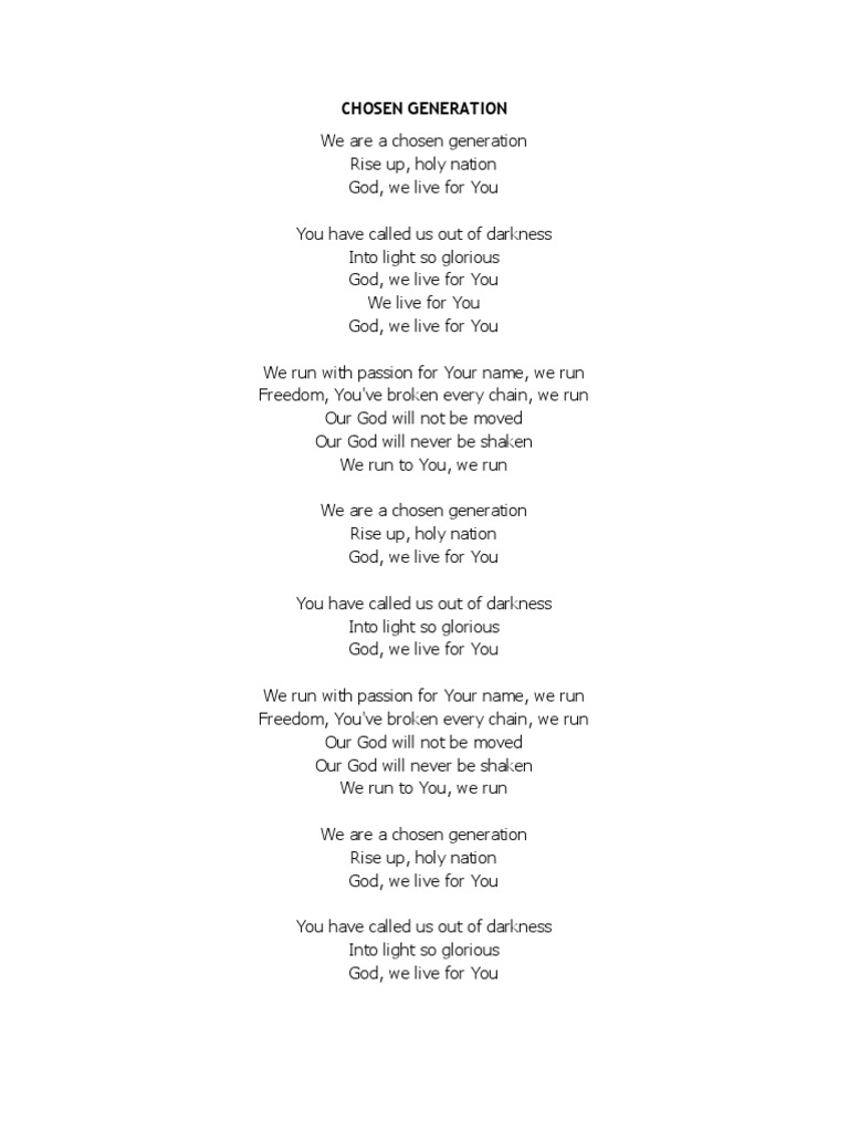Chosen Generation Lyrics | PDF