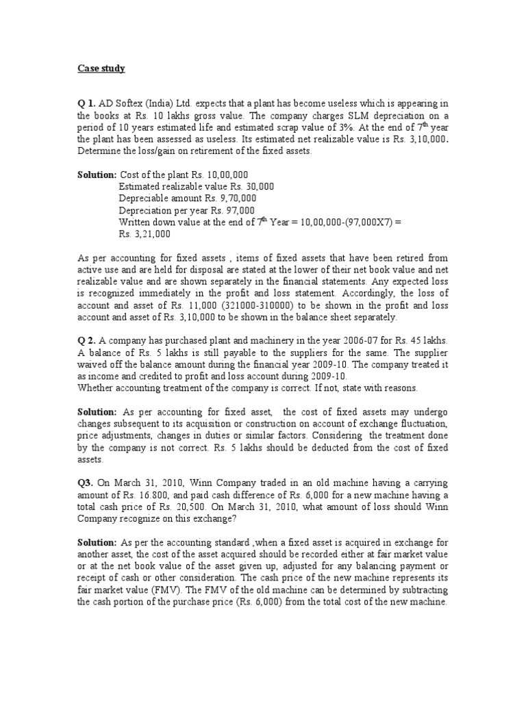 Case Study 1 | PDF | Book Value | Depreciation