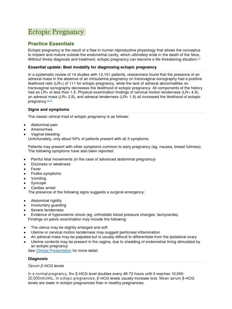 Ectopic Pregnancy Diagnosis Guide | PDF | Birth Control | Pregnancy