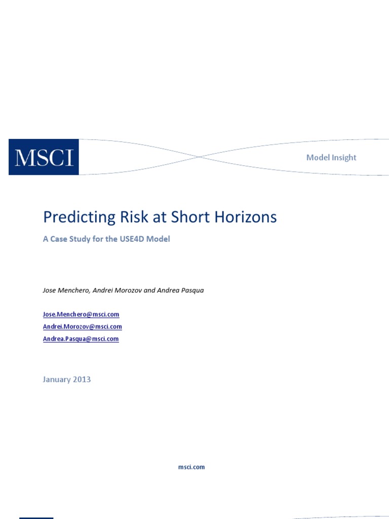 Barra Predicting Risk at Short Horizons | PDF | Bias Of An Estimator ...