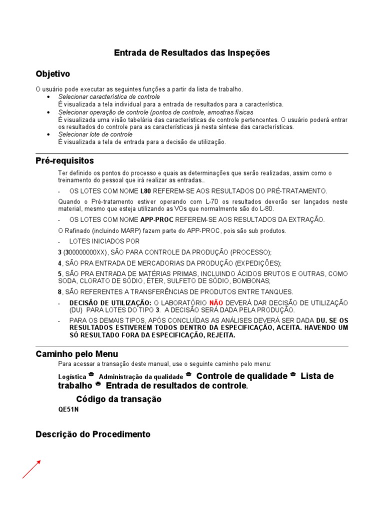 QE51N - Entrada de Resultados de InspeçSes | PDF | Produtos | Qualidade ...
