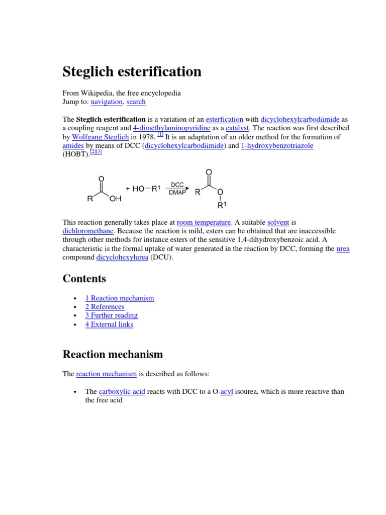 Steglich Esterification | PDF | Ester | Unit Processes