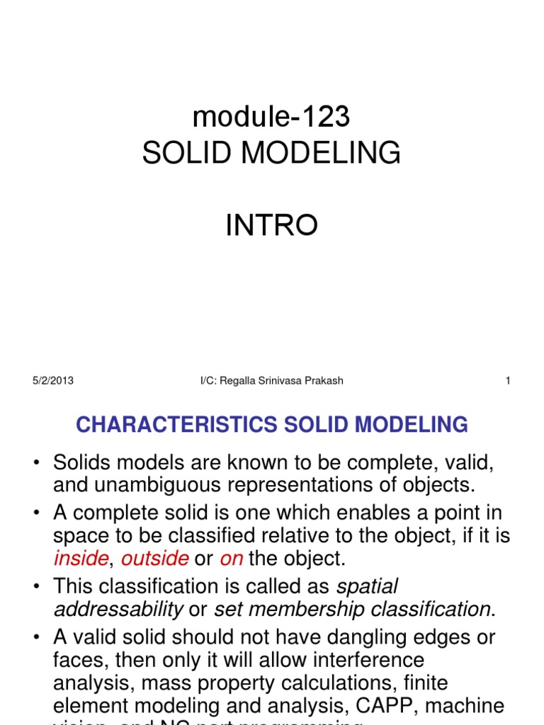 Introduction to Solid Modeling Approaches and Characteristics | PDF ...