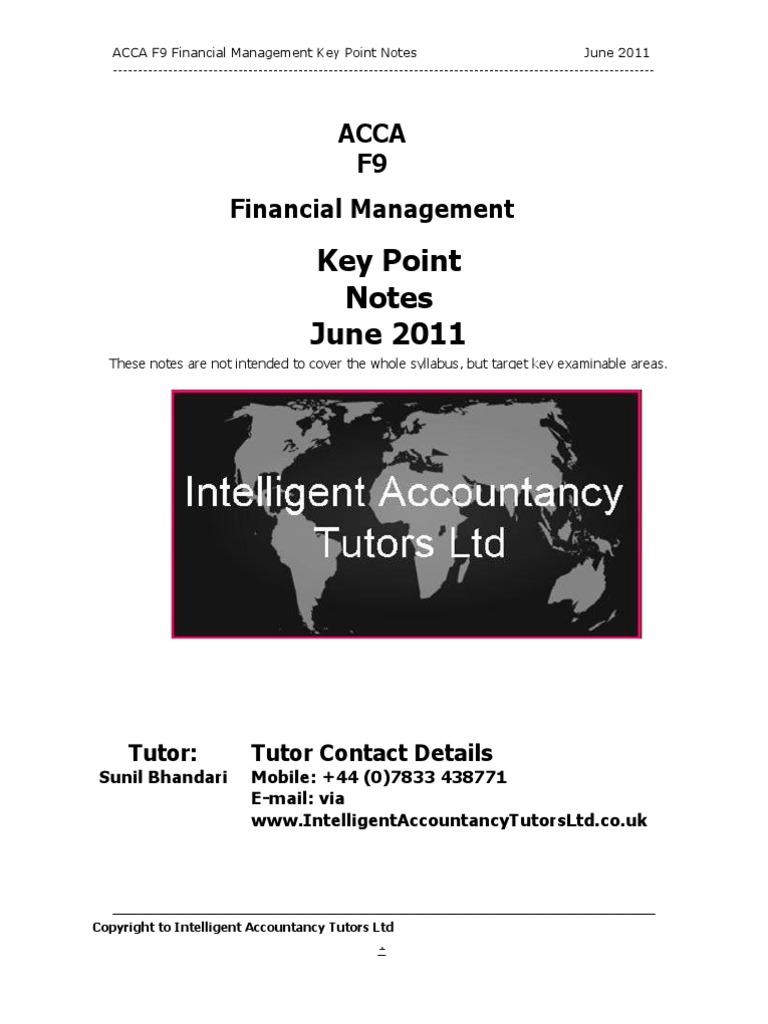 Acca F9 Key Point Notes | PDF