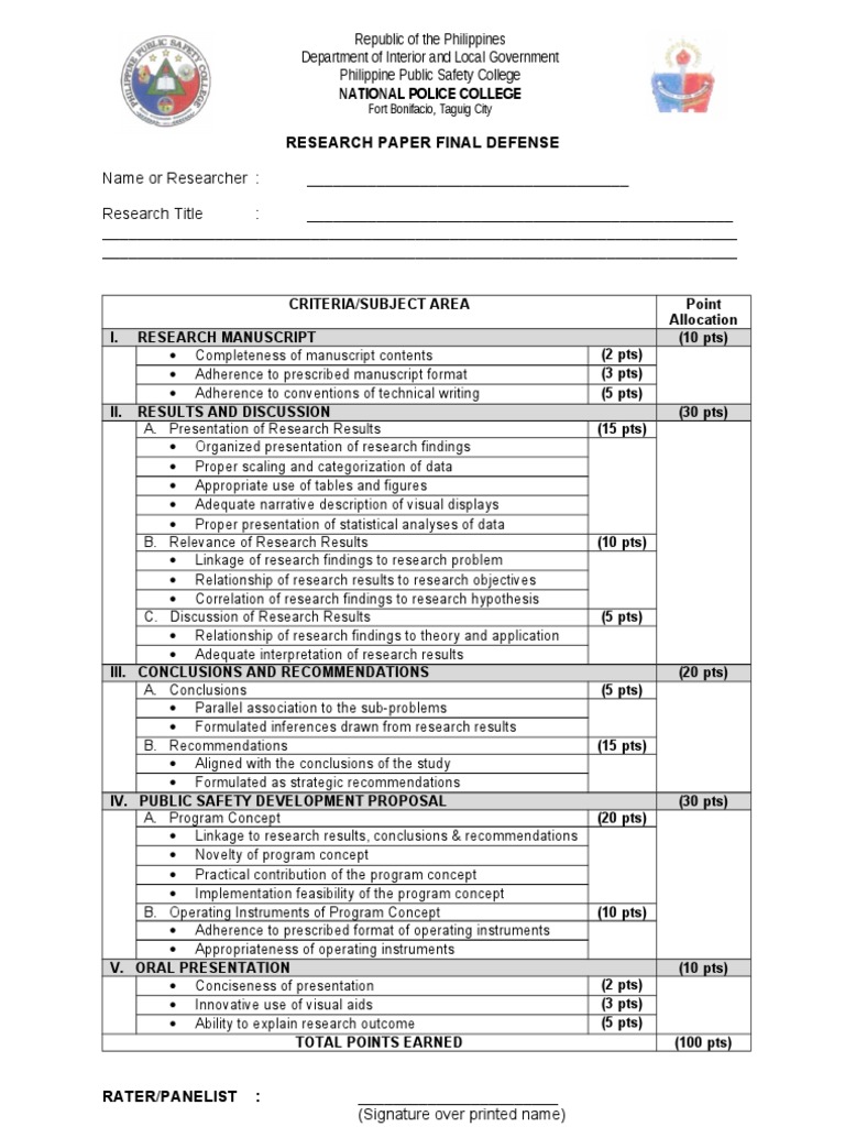 Research Paper Rating Criteria | PDF