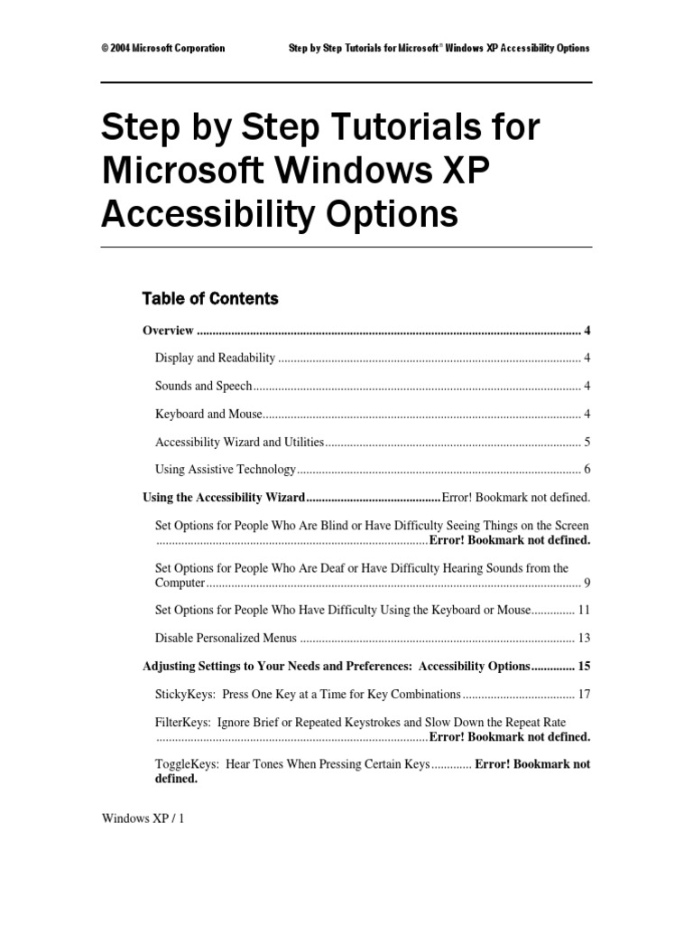 Windows XP Lesson 7 | PDF | Computer Keyboard | Tab (Gui)