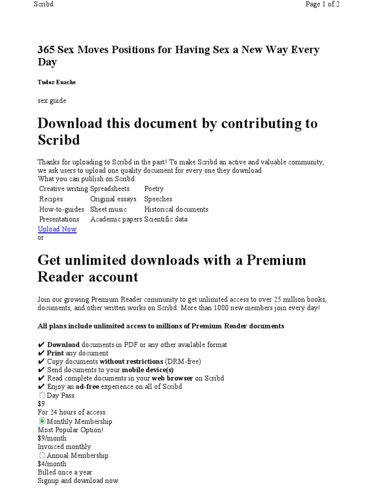This Document by Contributing To Scribd: 365 Sex Moves Positions For ...