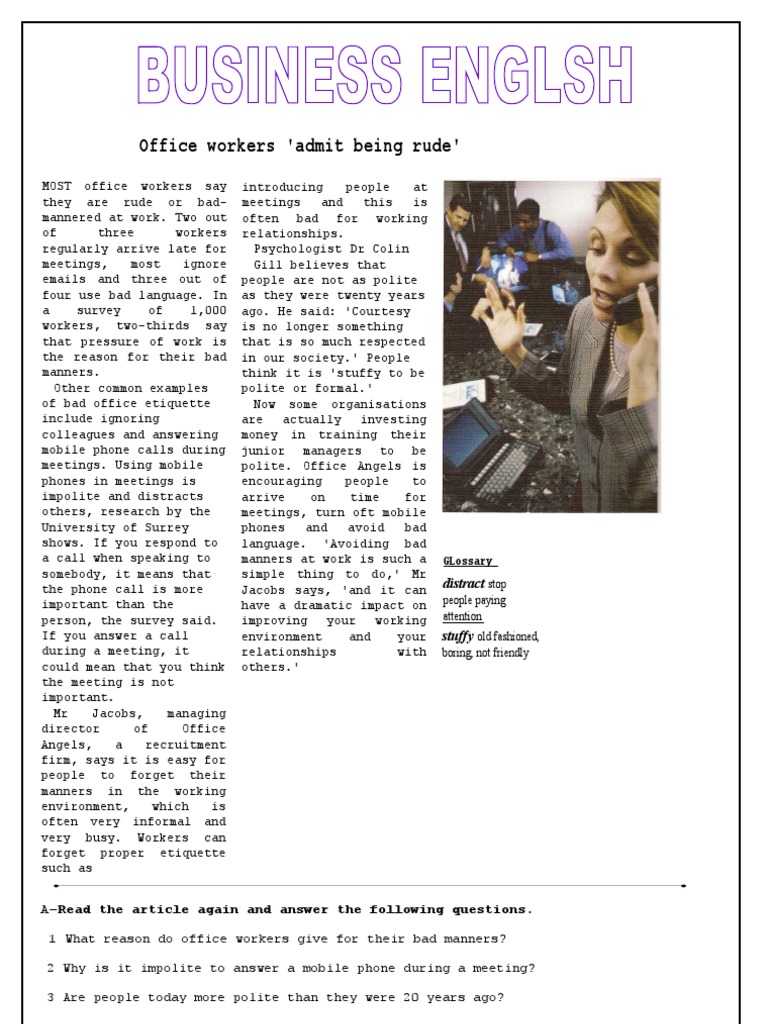 Bad Manners in the Workplace | PDF | Etiquette