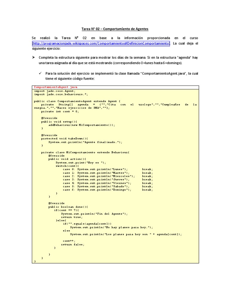Comportamiento de Agentes en Jade | PDF | Métodos y materiales de enseñanza