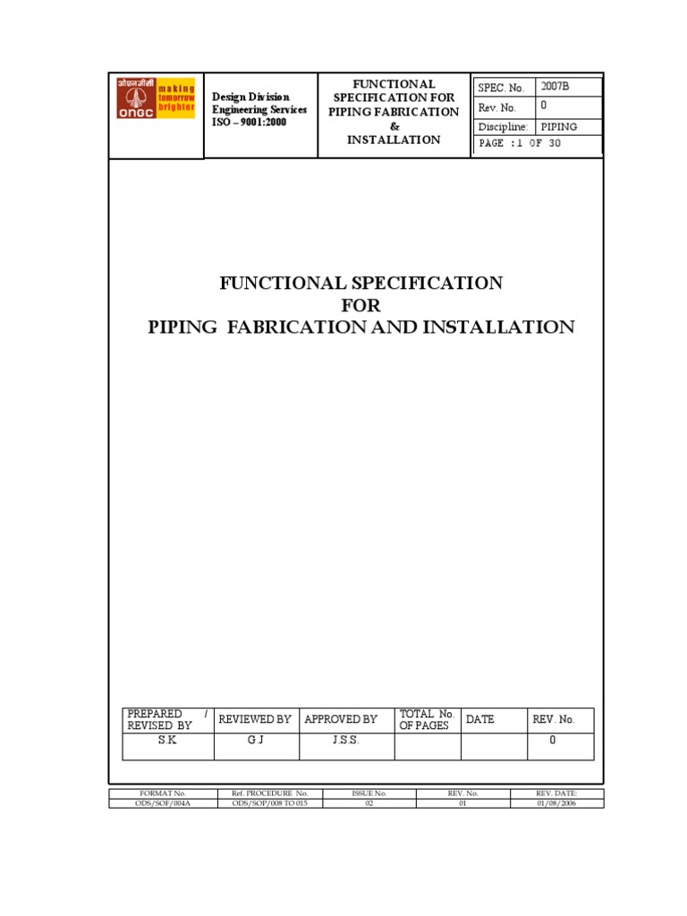 Piping Fabrication and Installation | PDF | Pipe (Fluid Conveyance ...