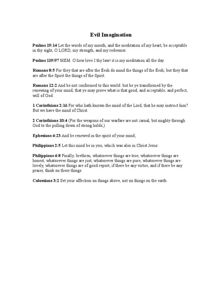 Overcoming Evil Imagination | PDF | Epistle To The Romans | God
