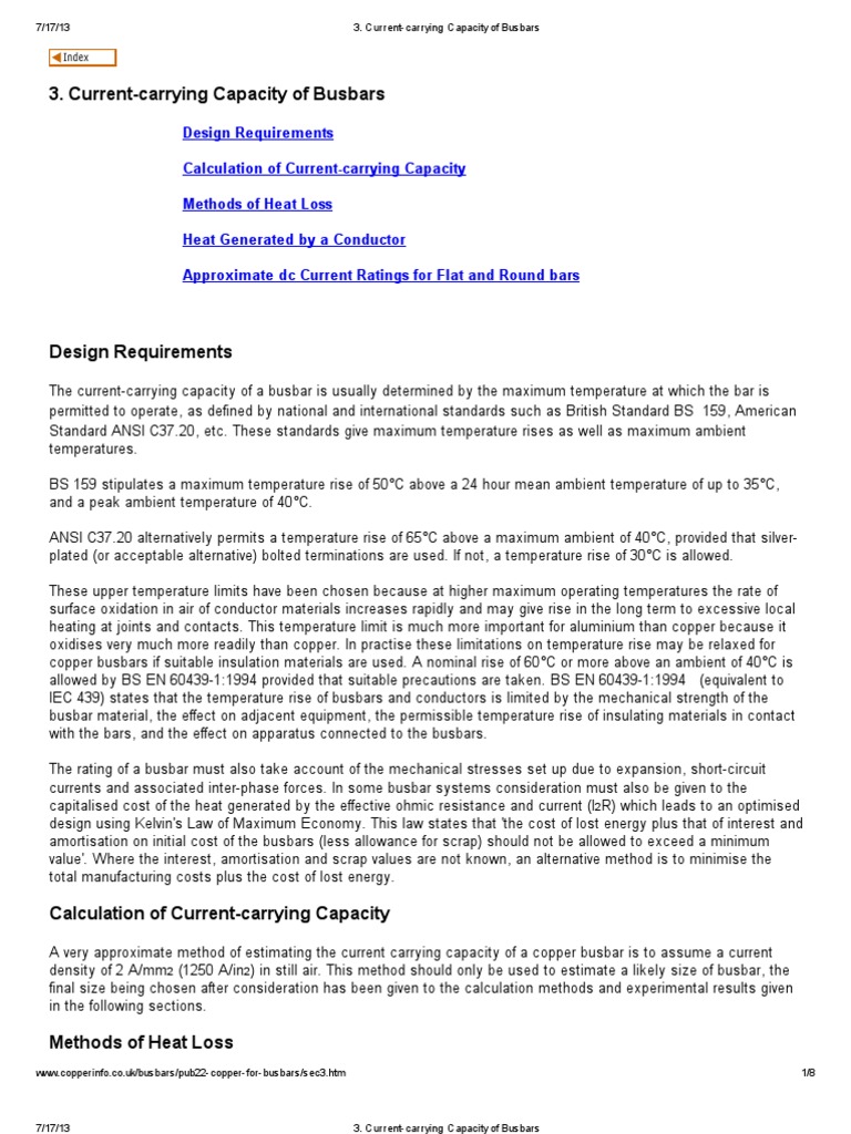 Copper Busbar Current Carrying Capacity | PDF | Electrical Conductor ...