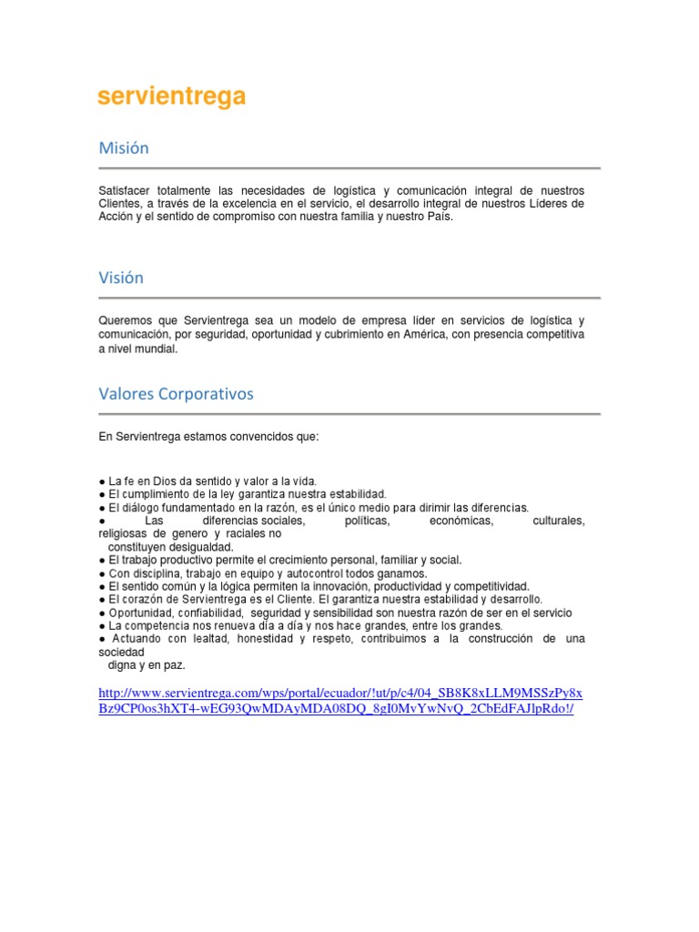 Ejemplos de Mision Vision y Valores | PDF | Calidad (comercial) | Liderazgo