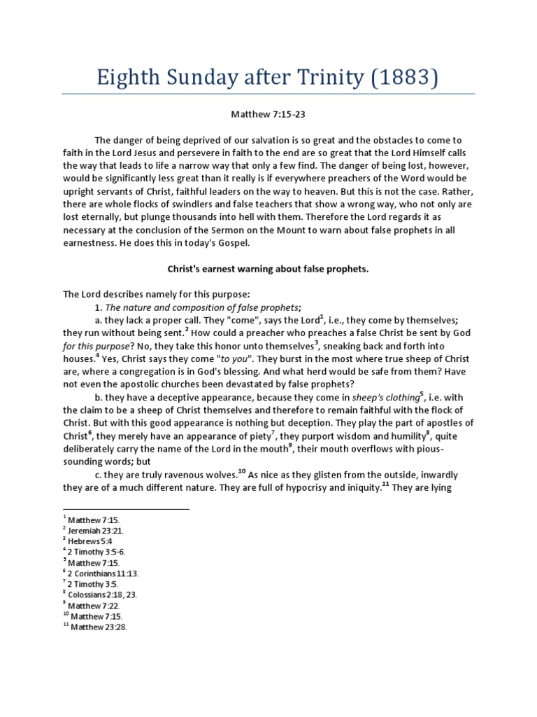 Eighth Sunday After Trinity (1883) | PDF | Sermon | Prophet