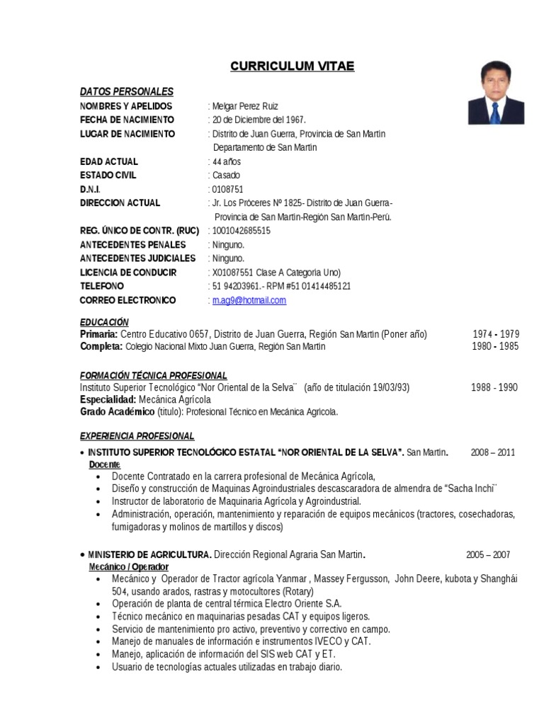 Curriculum Vitae Modelo | PDF | Windows XP | Agricultura