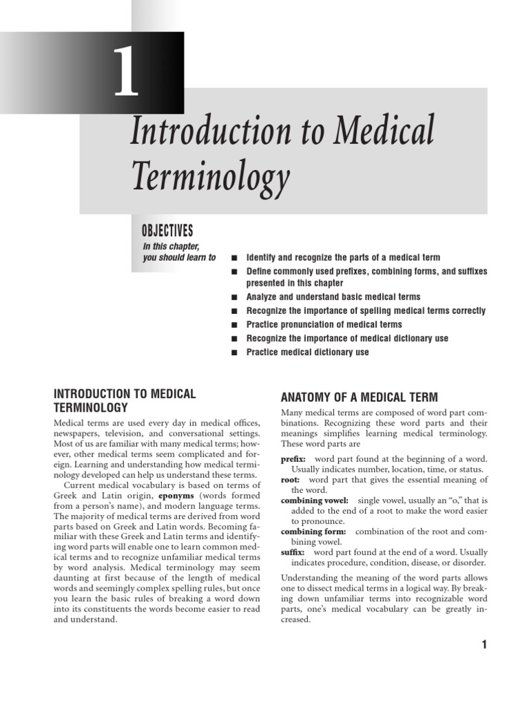 Introduction To Medical Terminology | PDF | Word | Medical Specialties