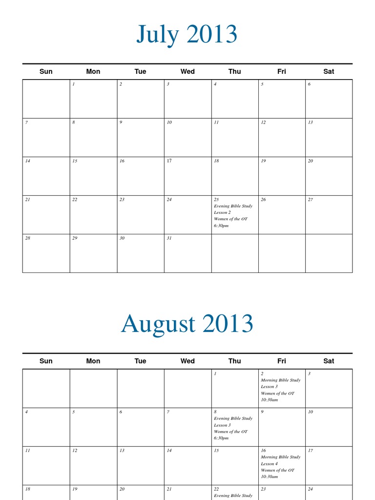 Bible Study Calendar | PDF | Observances | Holidays