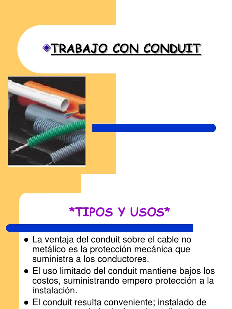 Tipos y Uso de Tuberías Conduit | PDF | Herramientas | Pie