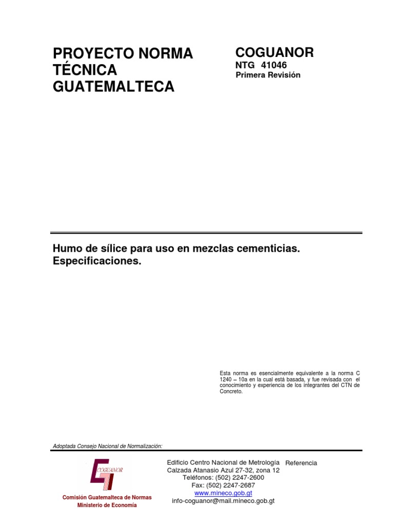 Norma Coguanor NTG 41046 Astm C 1240-10 | PDF