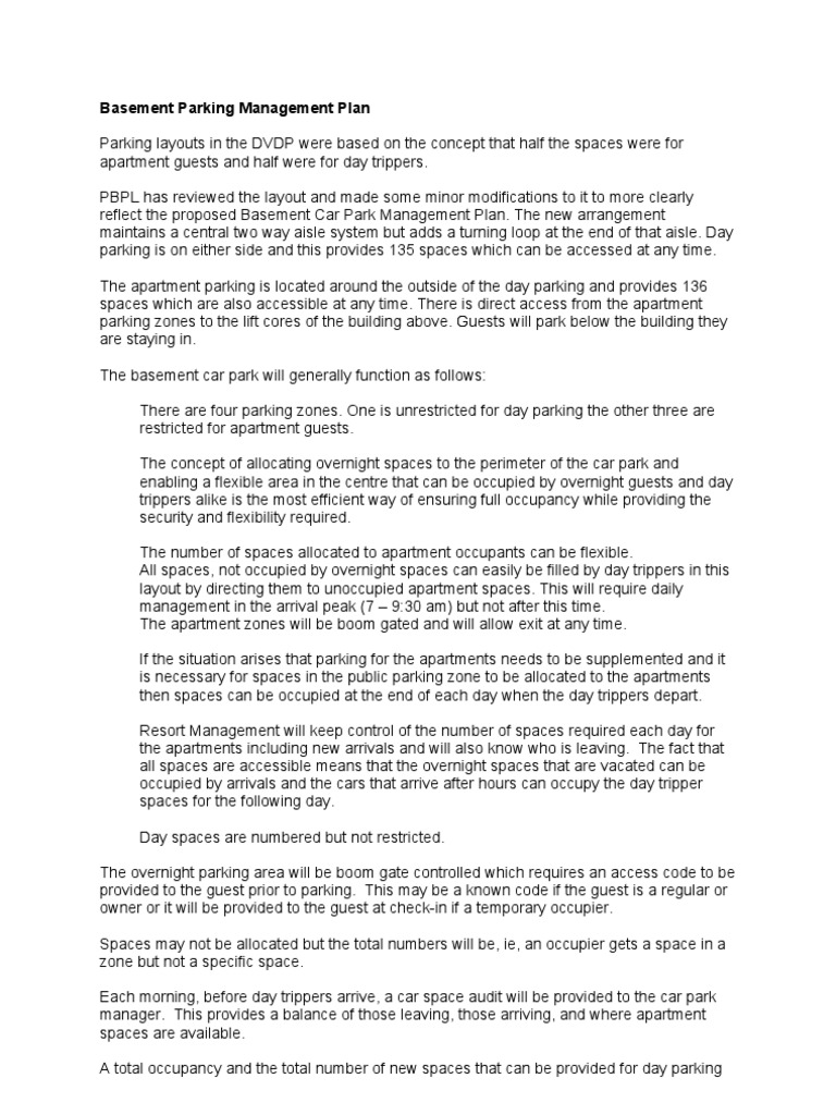 Basement Parking Management Plan | PDF | Parking Lot | Basement